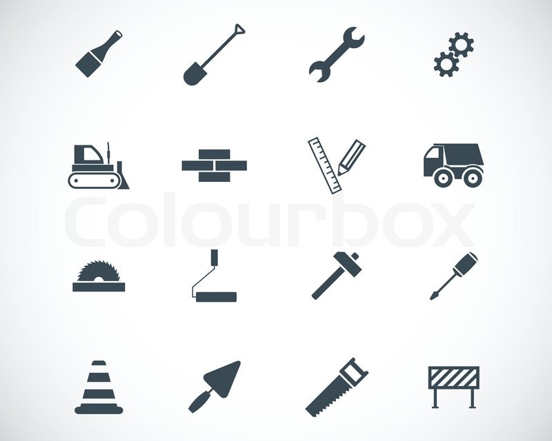 Vector black construction icons set | Stock vector | Colourbox