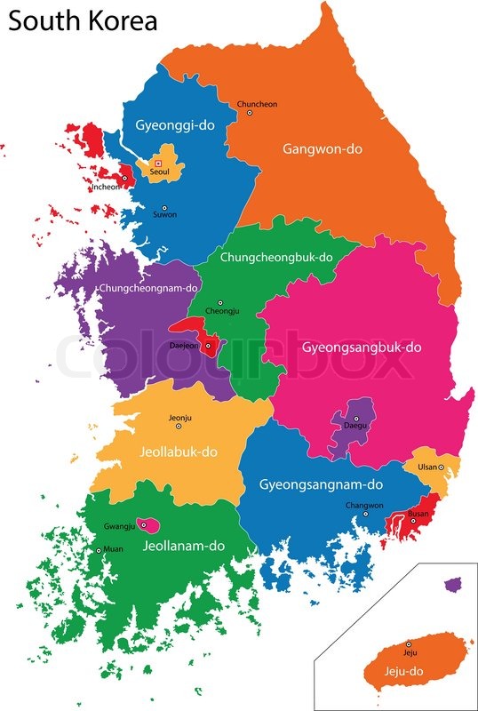 South Korea map | Stock vector | Colourbox