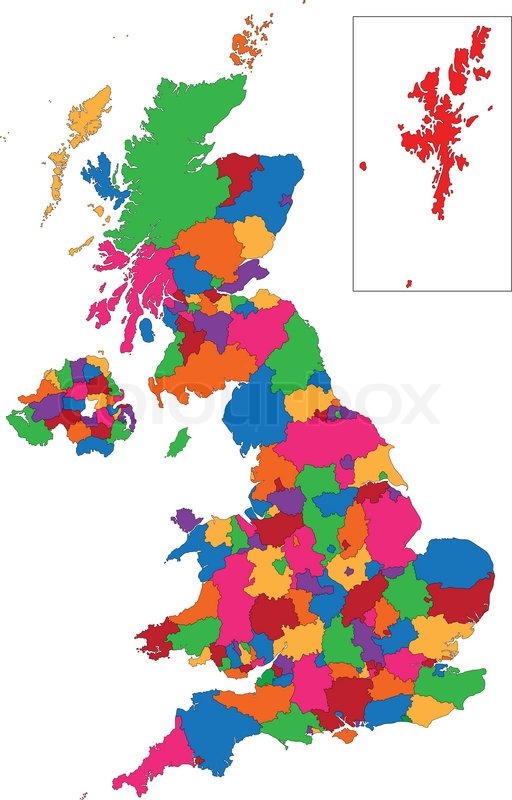 Kort over Storbritannien | Stock vektor | Colourbox