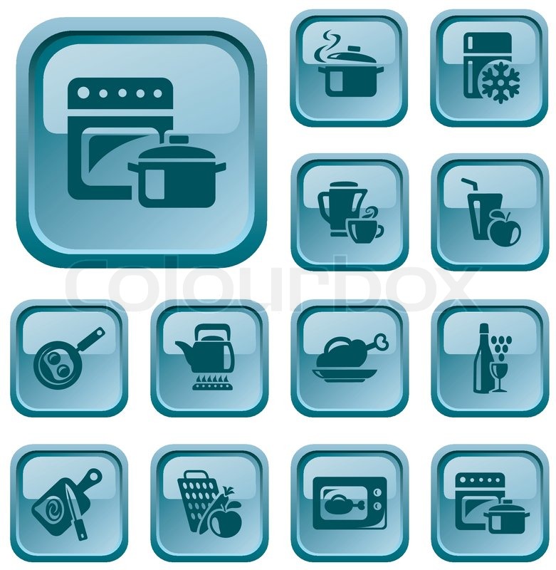 Kitchen and cooking button set | Stock vector | Colourbox