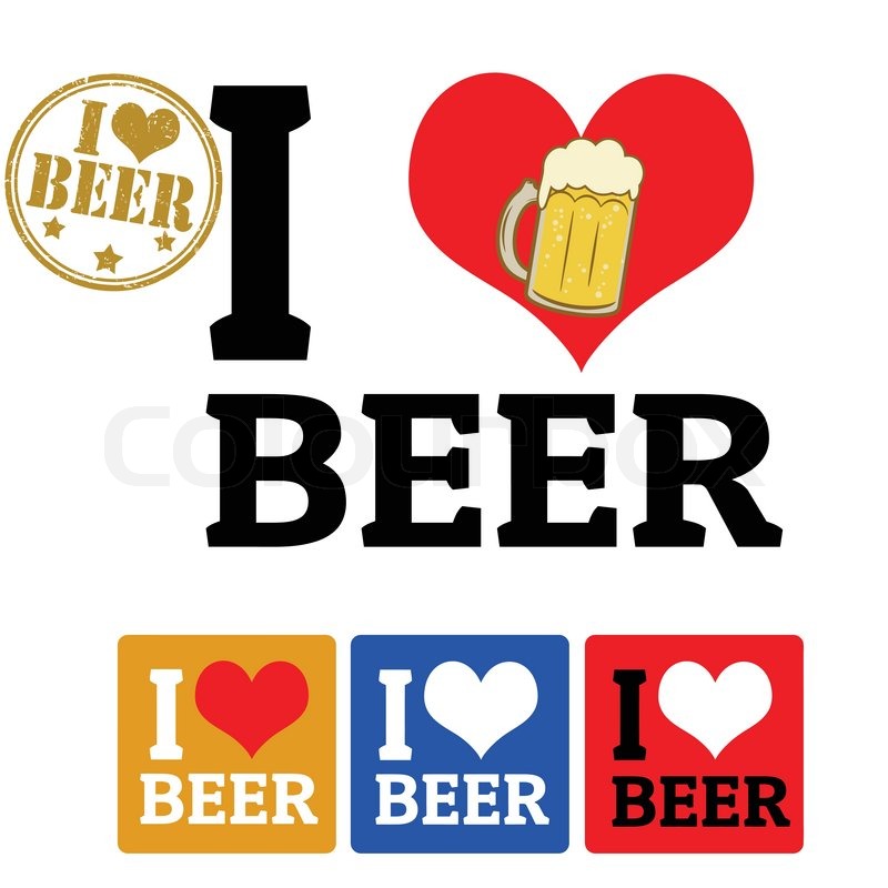 I love Beer sign and labels on white ... | Stock vector | Colourbox