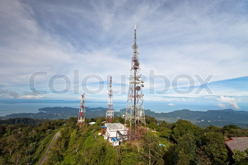 Telecommunications towers on the top of ... | Stock image | Colourbox