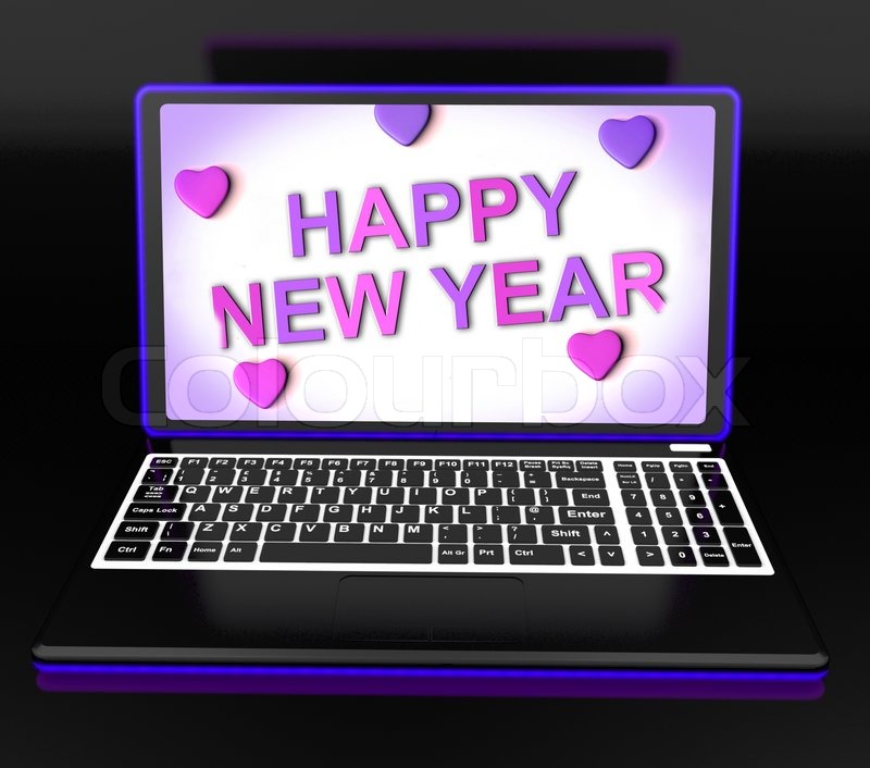 Happy New Year Laptop Message Showing ... | Stock image | Colourbox