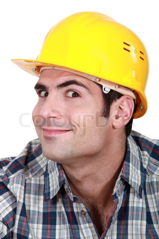Craftsman making a funny face | Stock Photo | Colourbox