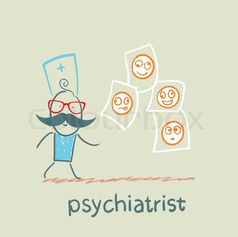 Psychiatrist studying photos of ... | Stock vector | Colourbox