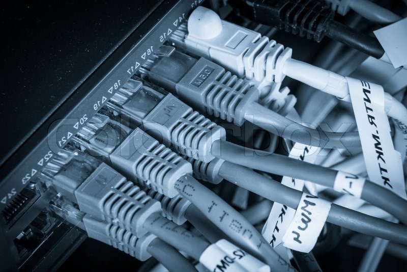 Netzwerk-Hub und Patch-Kabel | Stock Bild | Colourbox