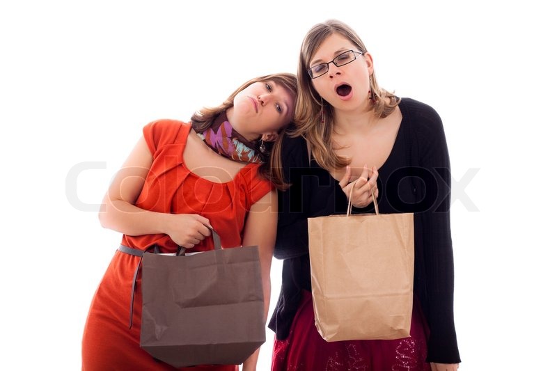Two young women tired of shopping, ... | Stock image | Colourbox