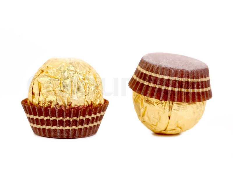 Close up of gold chocolate bonbon | Stock image | Colourbox
