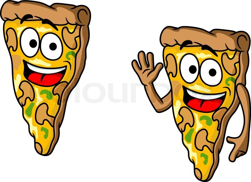 Pizza slice in cartoon style for fast ... | Stock vector | Colourbox