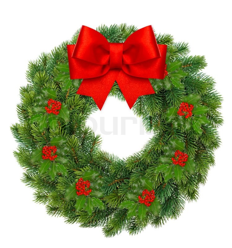 Christmas krans med kristtjørn bær og ... | Stock foto | Colourbox