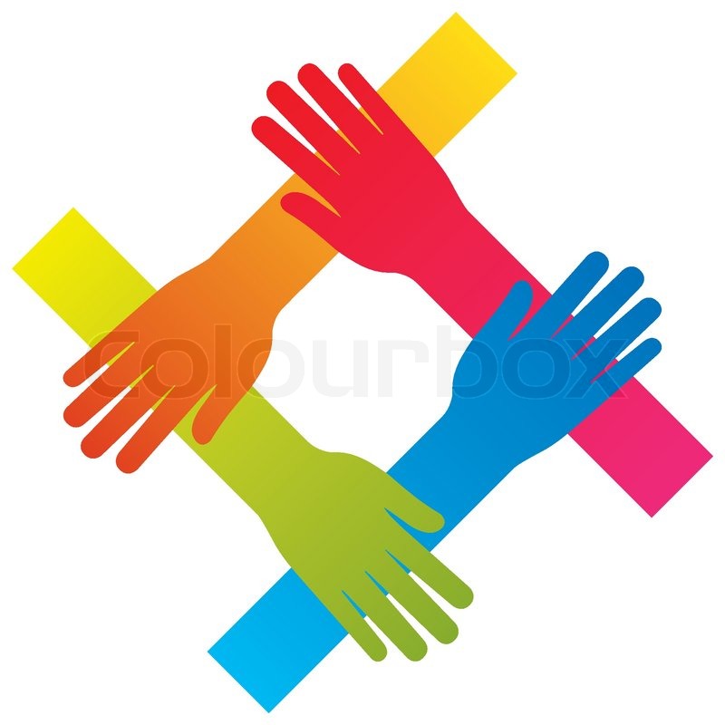 Popular hand connecting teamwork icon ... | Stock vector | Colourbox