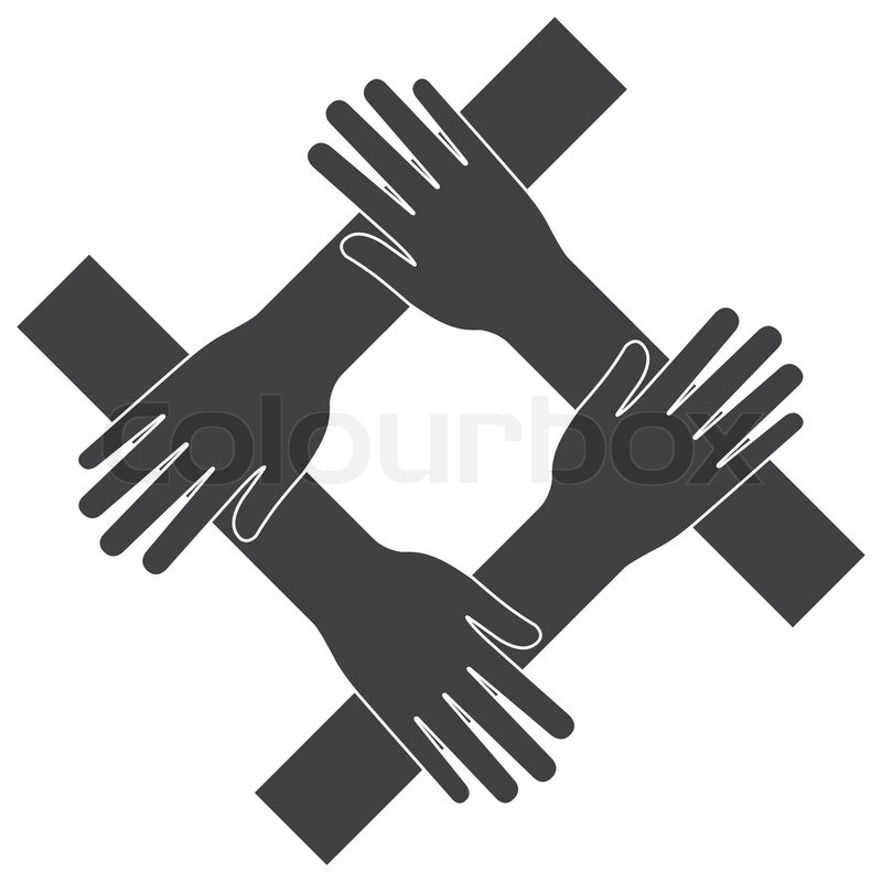 Popular hand connecting teamwork icon ... | Stock Vector | Colourbox