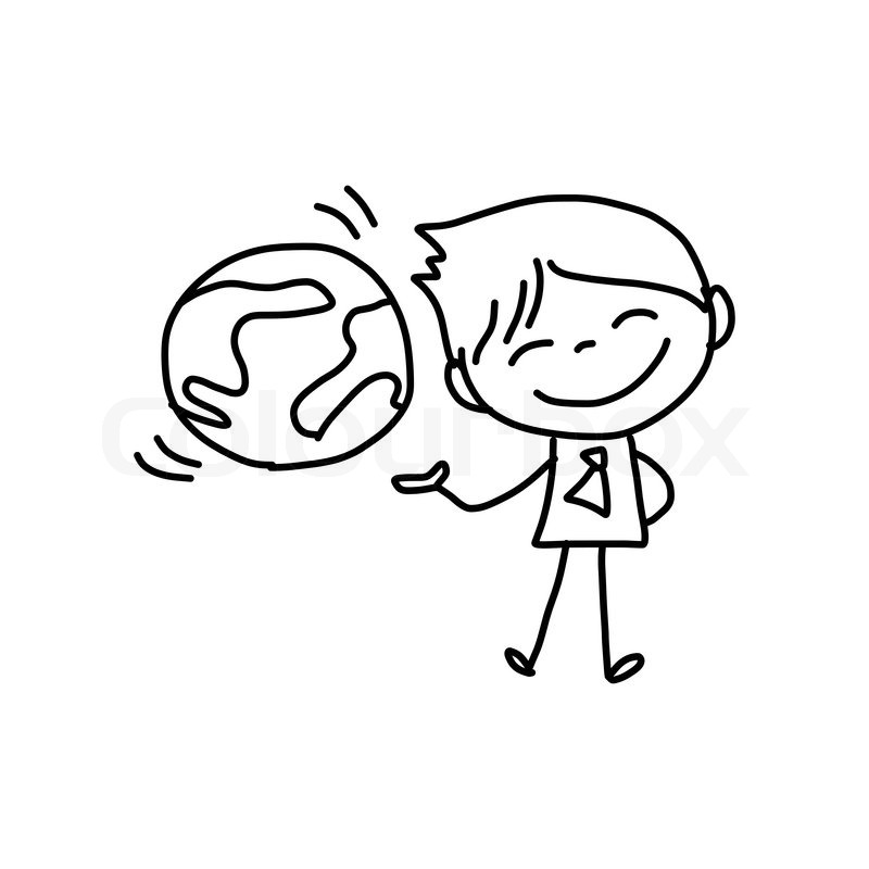Hand drawing cartoon character happy ... | Stock vector | Colourbox