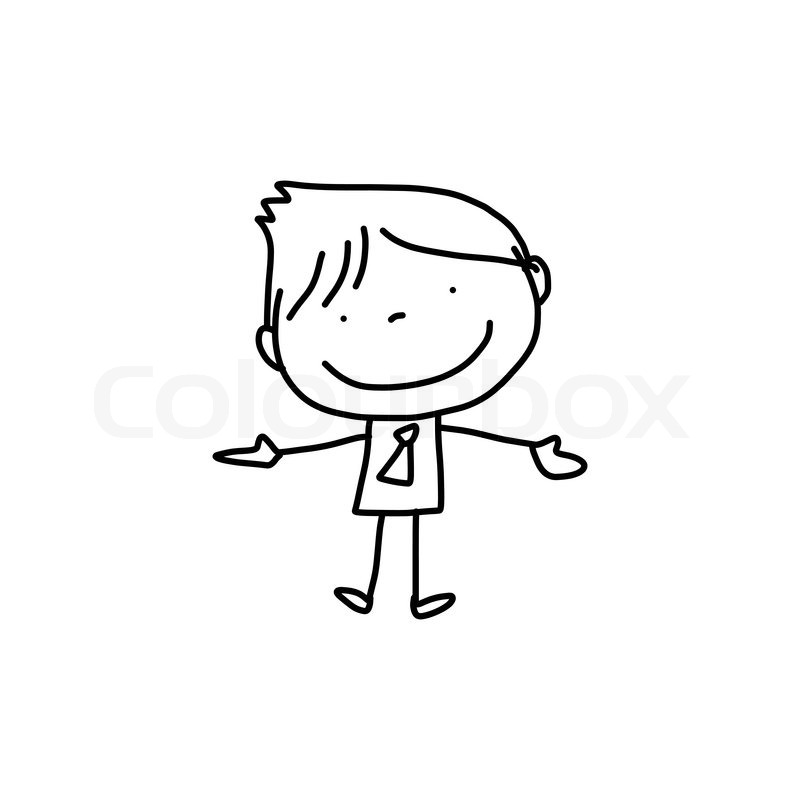 Hand drawing cartoon character happy ... | Stock vector | Colourbox