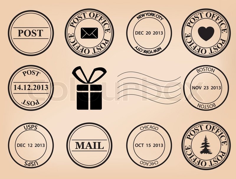 Set - vector post stamps. Eps 8. | Stock vector | Colourbox