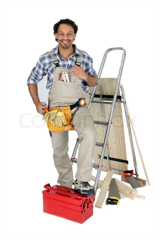 Handyman isolated on white background | Stock image | Colourbox