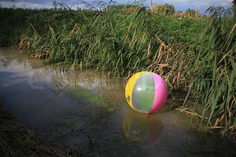Having fun, beach ball in pit. | Stock image | Colourbox