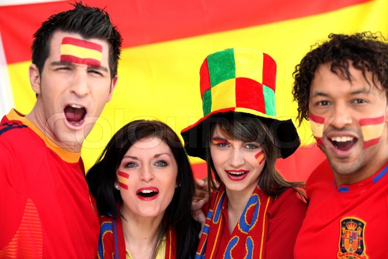 Two Spanish couples supporting their ... | Stock image | Colourbox