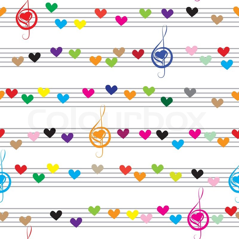 Music heart note sound love texture . ... | Stock vector | Colourbox