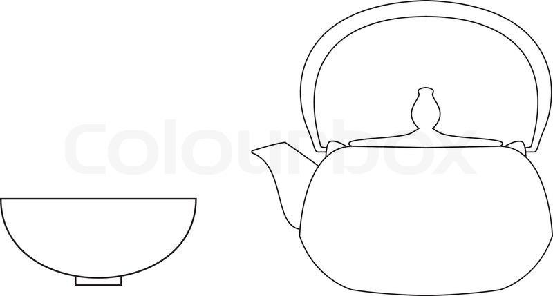 Tea set outlines vector | Stock vector | Colourbox