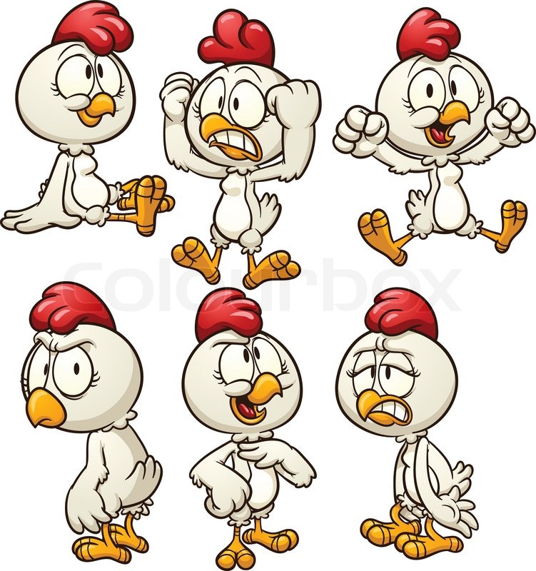 Cute cartoon hen in different poses. ... | Stock vector | Colourbox