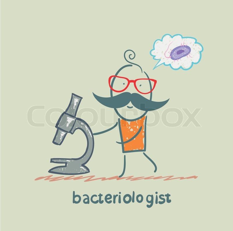 Bacteriologist thinking about germs ... | Stock vector | Colourbox