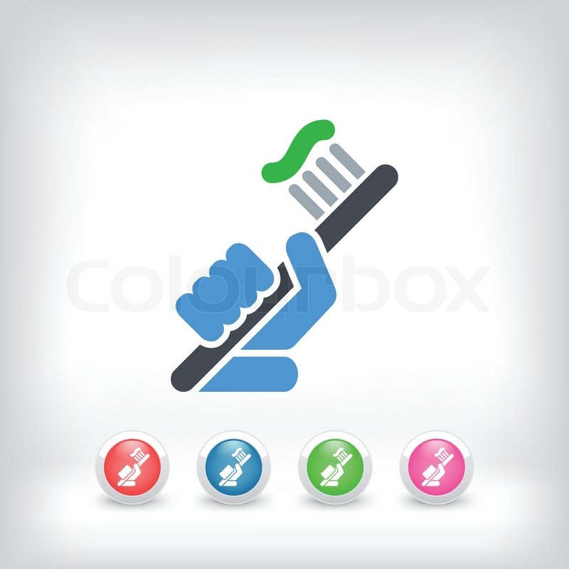 Hand holding toothpaste and toothbrush | Stock vector | Colourbox