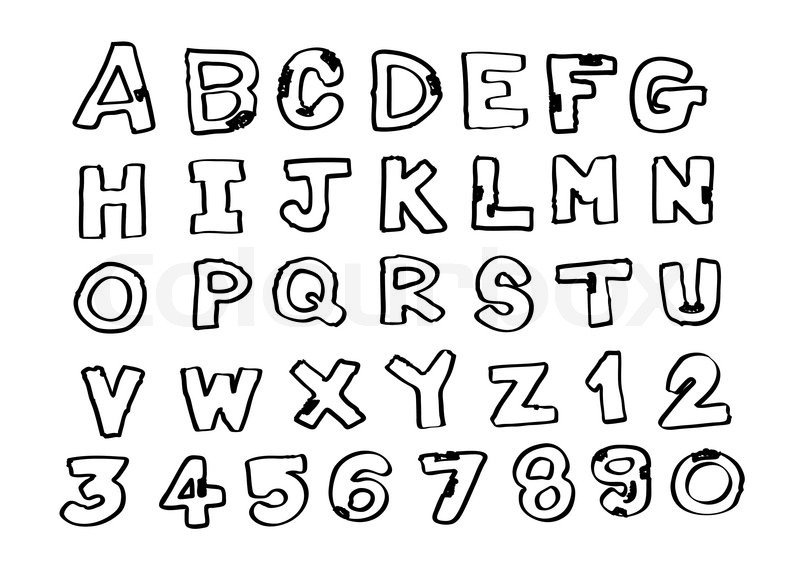 Font Sketch Hand drawing | Stock vector | Colourbox