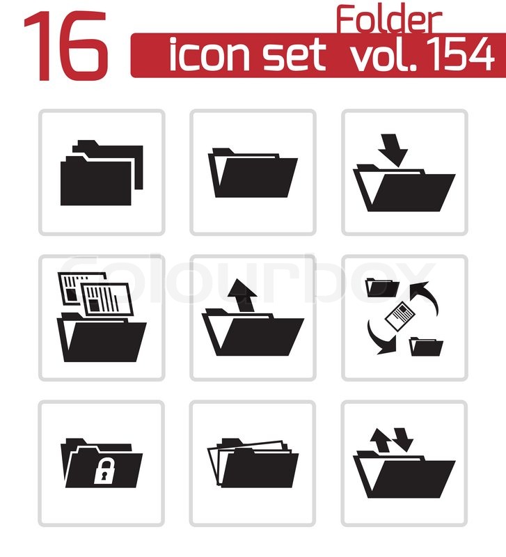 Ikonen-Ordnersatz Vektor schwarz | Stock-Vektor | Colourbox