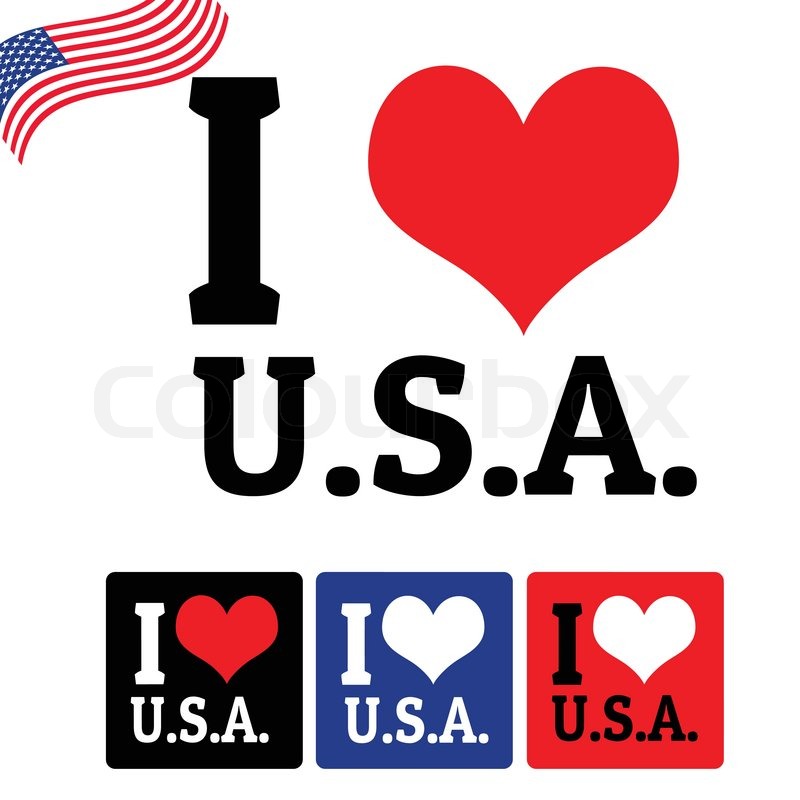 I love USA sign and labels on white ... | Stock vector | Colourbox