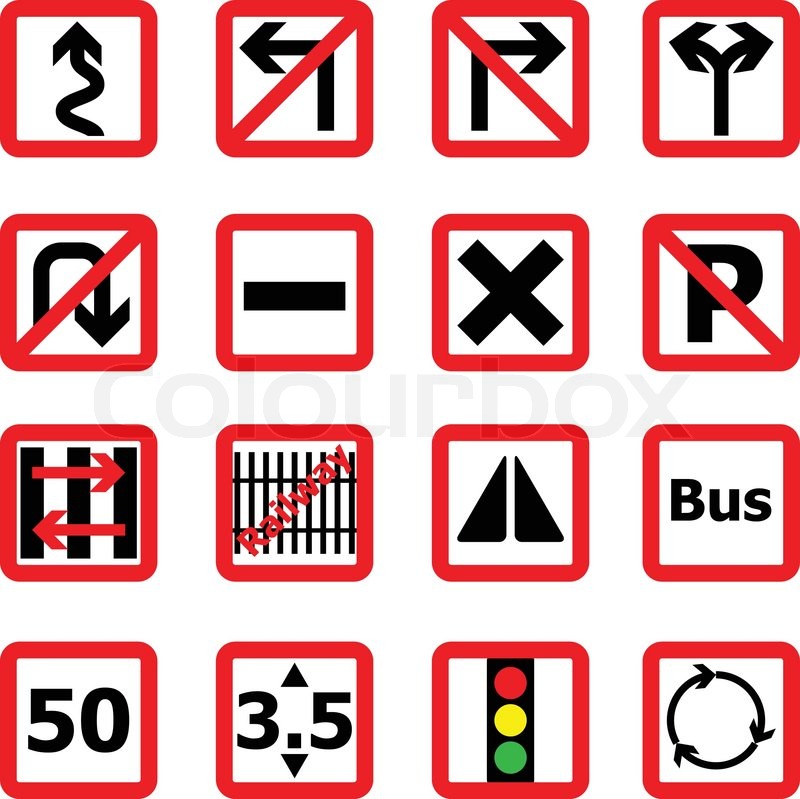 Traffic sign icons in square shape | Stock Vector | Colourbox