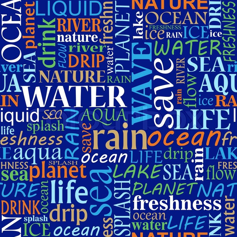 Seamless tag cloud with water words ... | Stock vector | Colourbox