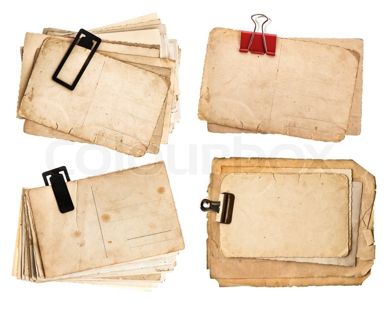 Stack of old postcards isolated on ... | Stock image | Colourbox