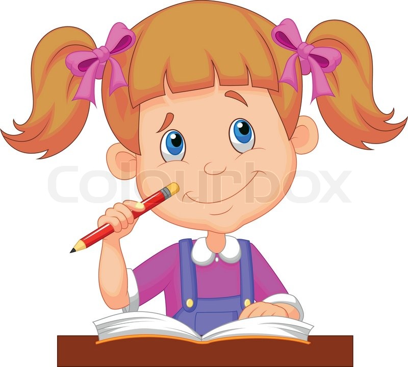 Little Girl Writing Clipart