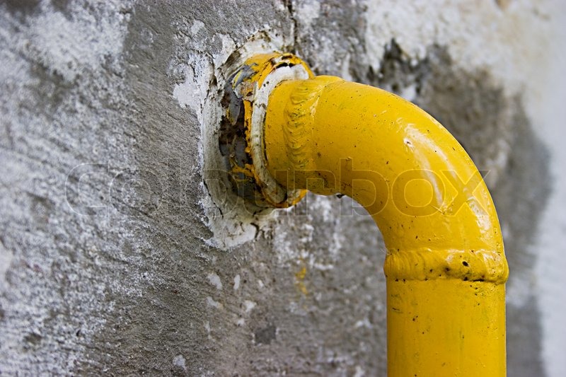 Yellow gas pipe | Stock image | Colourbox