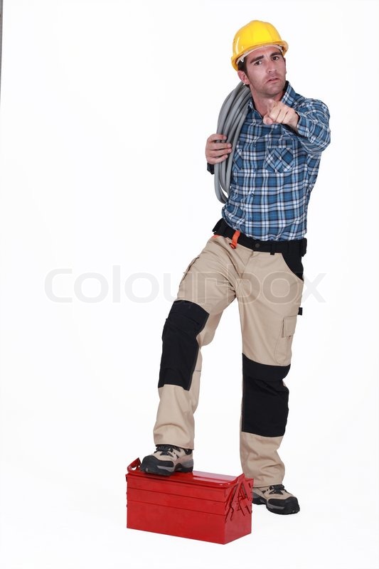 Worker with his tool box | Stock image | Colourbox