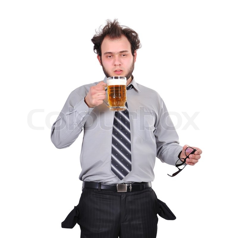 Drunk businessman with a glass of beer | Stock image | Colourbox