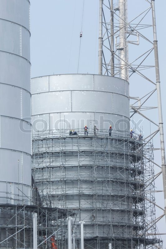 Scaffolding structure of tank storage ... | Stock image | Colourbox