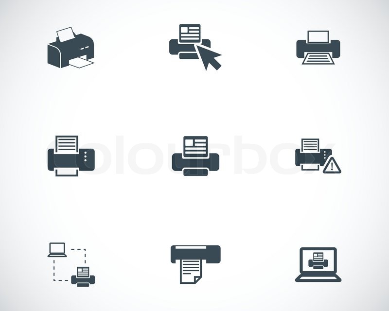 Vector balck printer icons set | Stock vector | Colourbox