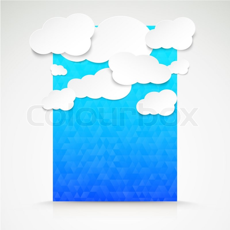 Paper clouds with blue illustration ... | Stock image | Colourbox
