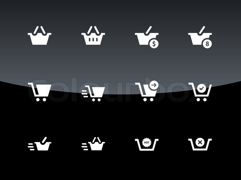 Kasse Icons auf schwarzem Hintergrund | Stock-Vektor | Colourbox