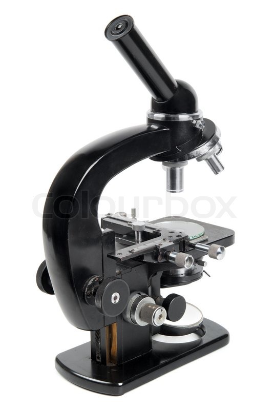 Vintage microscope isolated on white | Stock image | Colourbox