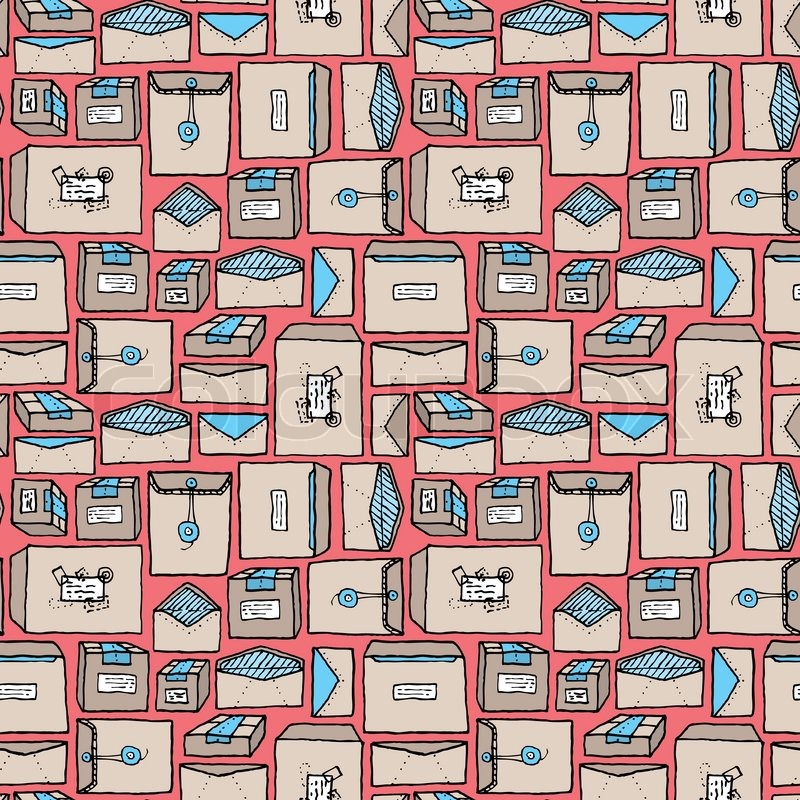 Seamless post and mail pattern | Stock vector | Colourbox