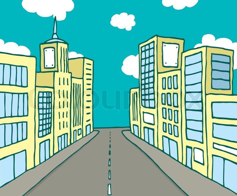 Color cartoon line city | Stock vector | Colourbox