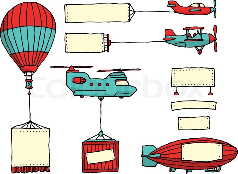 Cartoon set of air vehicles with ... | Stock vector | Colourbox