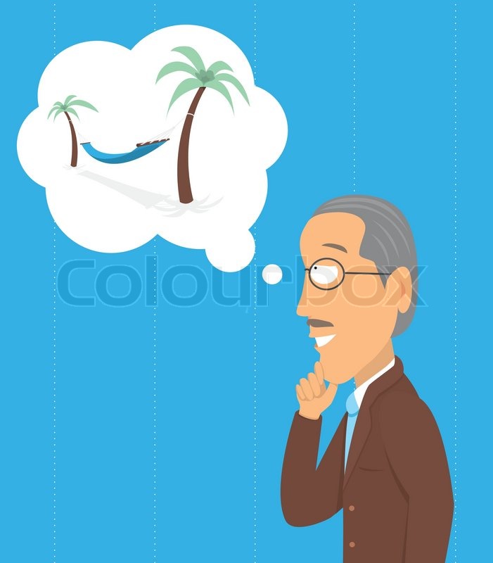 Senior thinking of retirement | Stock vector | Colourbox