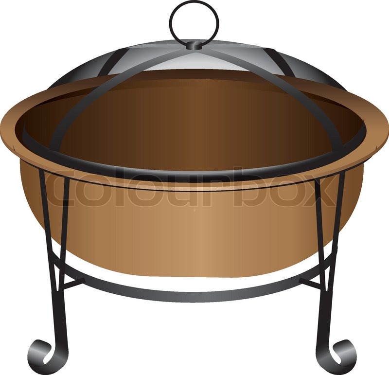 The copper fire pit with protective ... | Stock vector | Colourbox