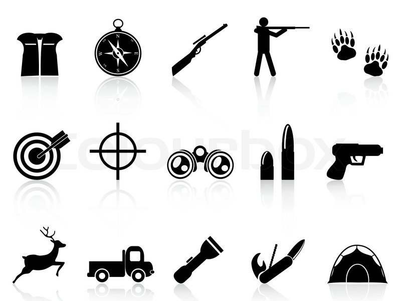 Isolated hunting icons set from white ... | Stock vector | Colourbox