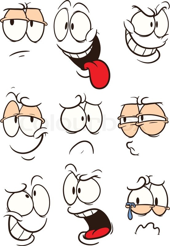 Cartoon faces with expressions clip ... | Stock vector | Colourbox