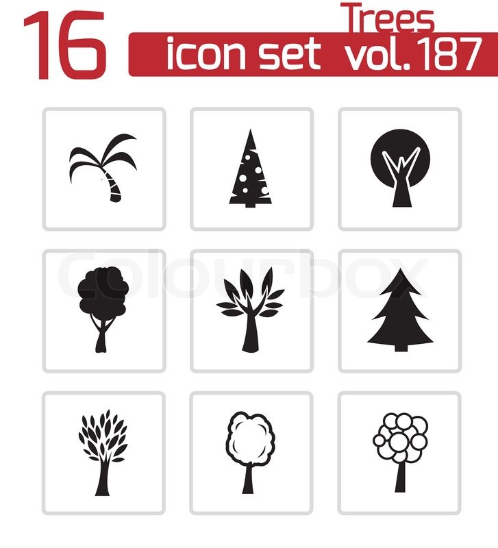 Vector black trees icons set | Stock vector | Colourbox